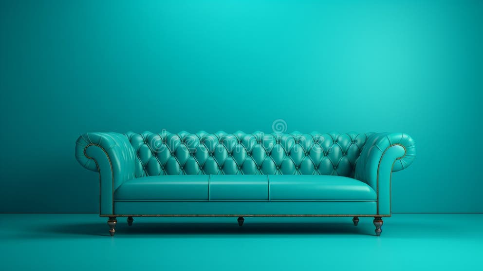 Modern Sofa on Turquoise Background - 3d Render Advertisement Stock ...
