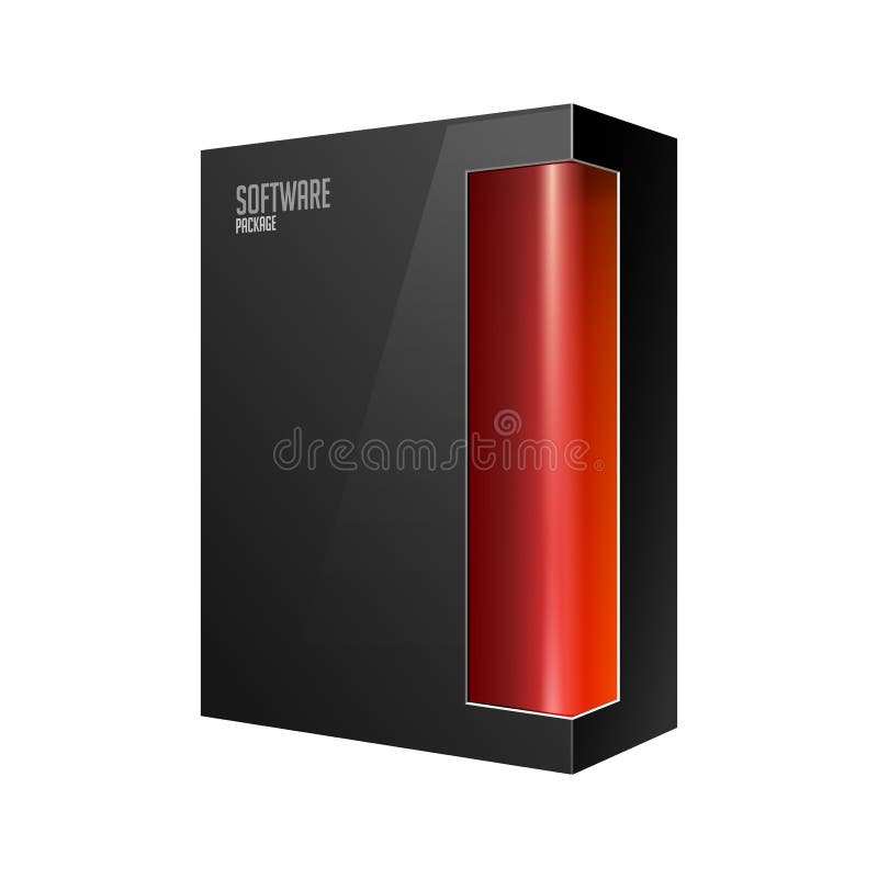 Modern Software Package Box Black with Red Window for DVD or CD Disk ...