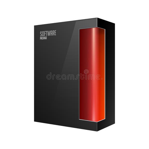 Modern Software Package Box Black with Red Window for DVD or CD Disk ...