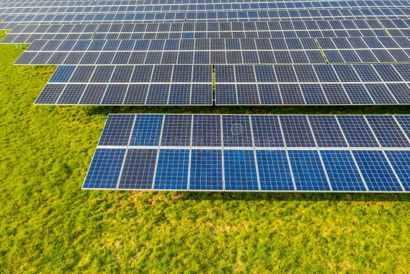 Modern Solar Cell Park from Above Stock Photo - Image of production ...