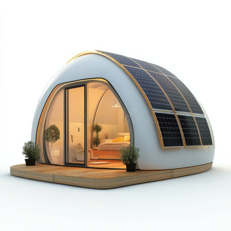 Modern Solar Dome House Design with Rounded Panels and Isolated ...