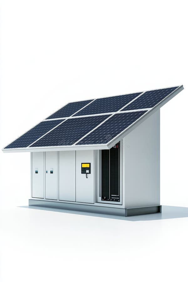 Modern Solar Energy System with Solar Panels and Inverter Unit Design ...
