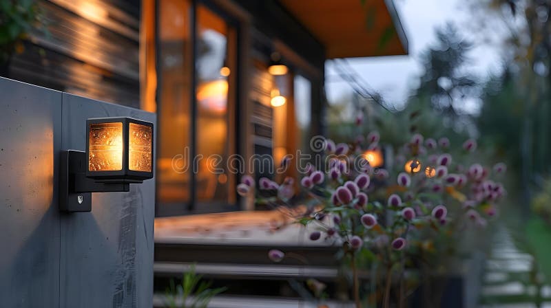 Modern Solar Light with Sensor Amidst Evening Bliss. Concept Solar ...