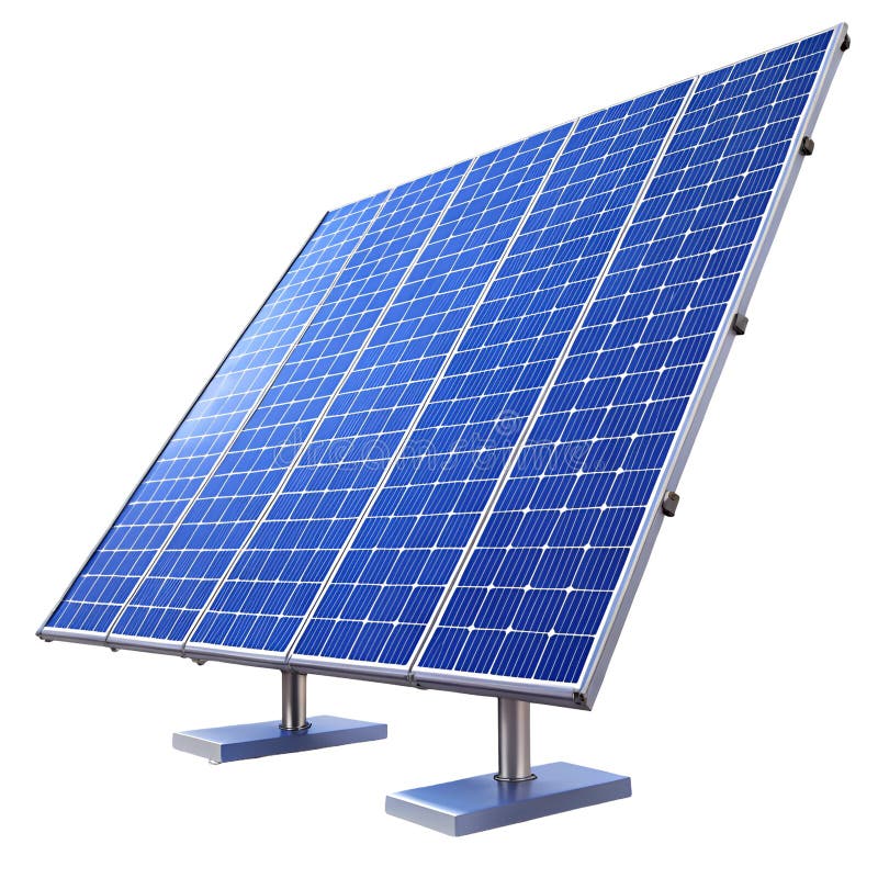 Modern Solar Panel Array Generating Renewable Energy on Isolated White ...