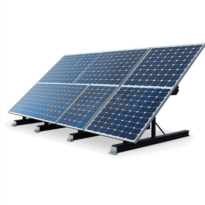 Modern Solar Panel Array Generates Renewable Energy. Panels Arranged on ...