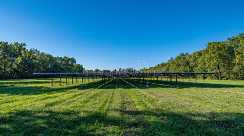 Modern Solar Panel Installation in a Green Field, Generative AI Stock ...