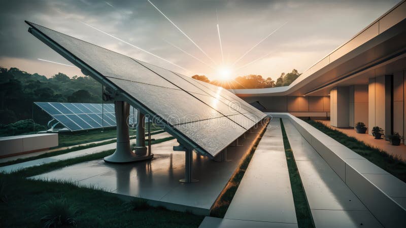 Modern Solar Panel Installation on Green Roof, High Quality Image Stock ...