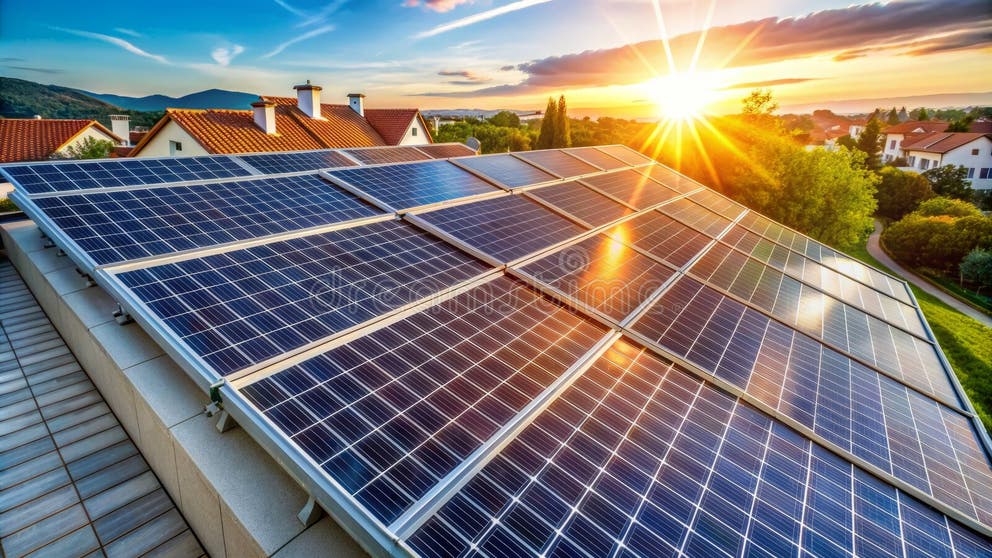 Modern Solar Panel Installation on a Sleek Rooftop Maximizing Sunlight ...