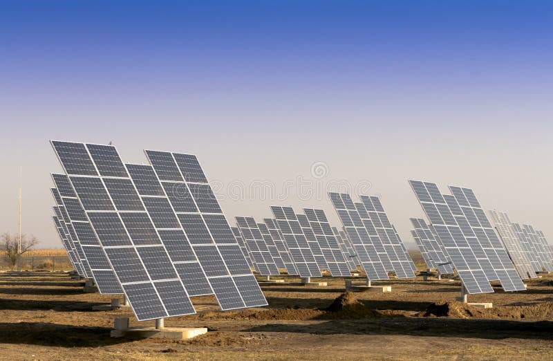 Solar Power Panel Energy Farm Stock Photo - Image of exterior, blue ...