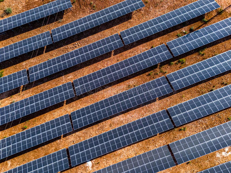 Modern Solar Power System Mounted on Ground Stock Image - Image of ...