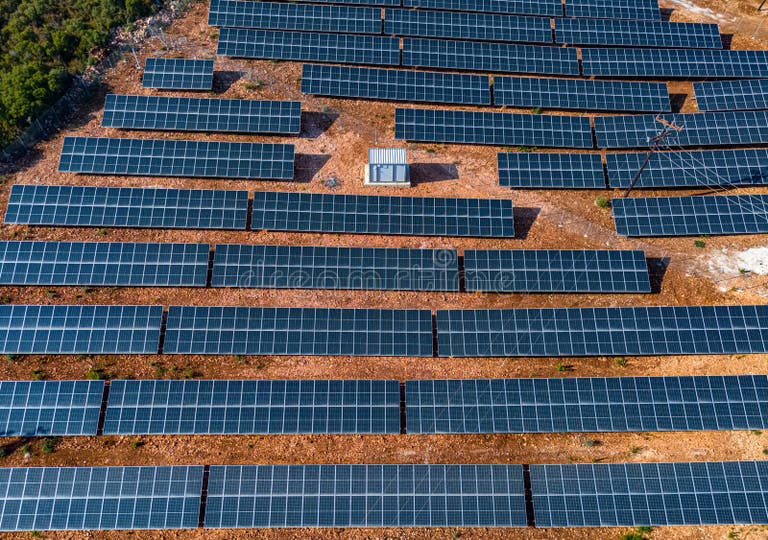Modern Solar Power System Mounted on Ground Stock Photo - Image of ...