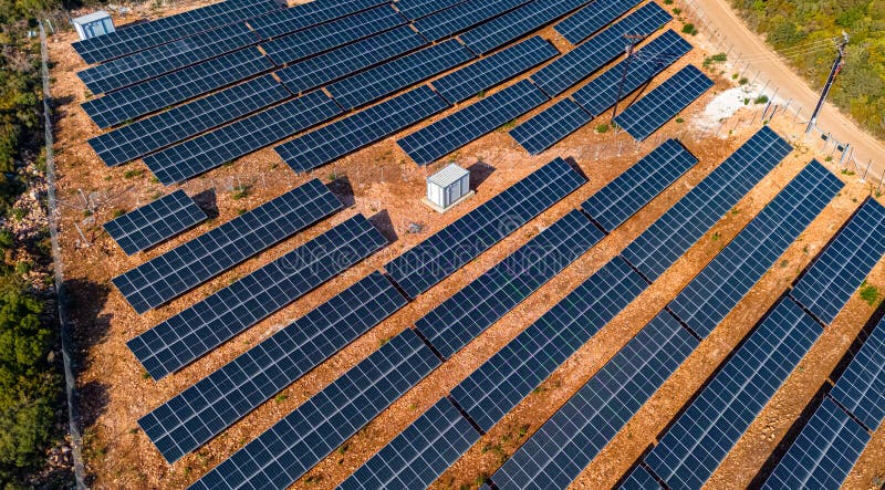 Modern Solar Power System Mounted on Ground Stock Photo - Image of ...
