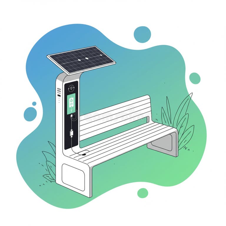 A Modern Solar-powered Bench Design Features Integrated Technology for ...