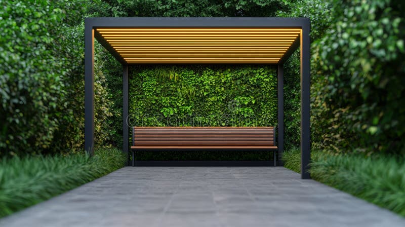 SolarPowered Bus Stop with Greenery and Modern Design in Urban Setting ...