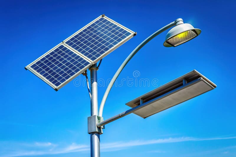 Modern Solar Street Light with Curved Pole and Rectangular Solar Panel ...