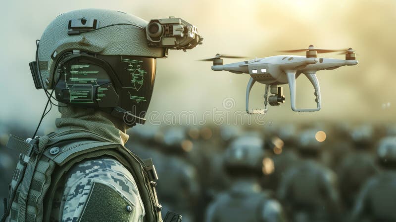 Modern Soldier Monitoring Drones Stock Photo - Image of technology ...