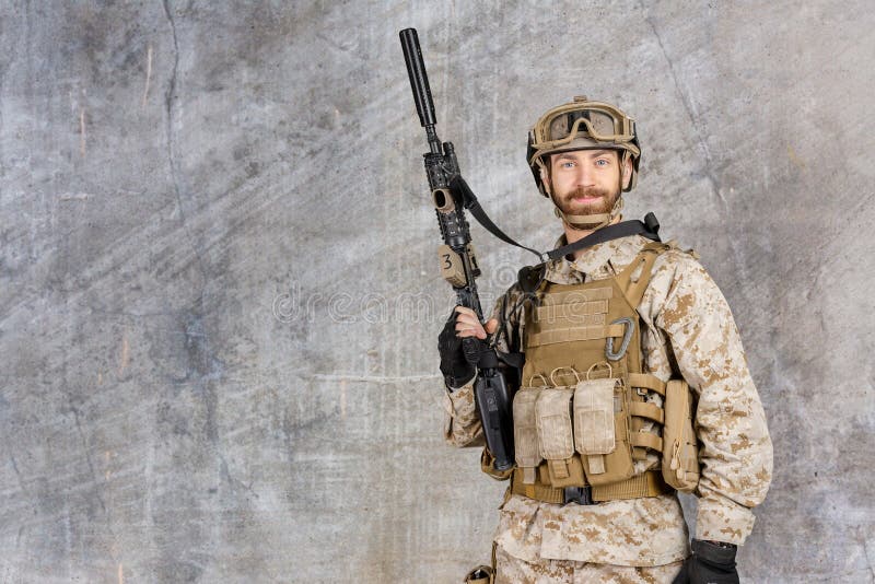 Modern soldier stock image. Image of rifle, camouflage - 69704203