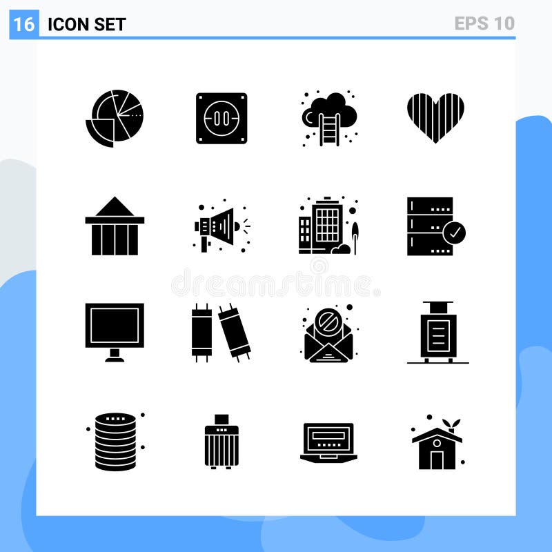 Modern 16 Solid Style Icons. Glyph Symbols for General Use. Creative ...