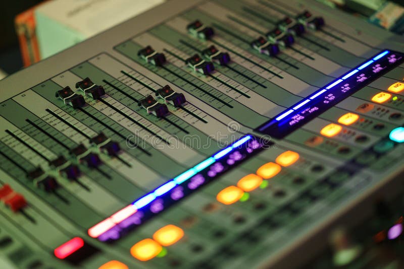 Modern Sound Mixing Console for the Sound Engineer while Working at the ...