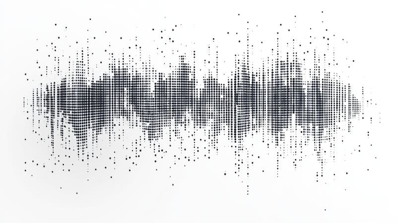 Modern Sound Wave Visualization in Black and White with Halftone Dots ...