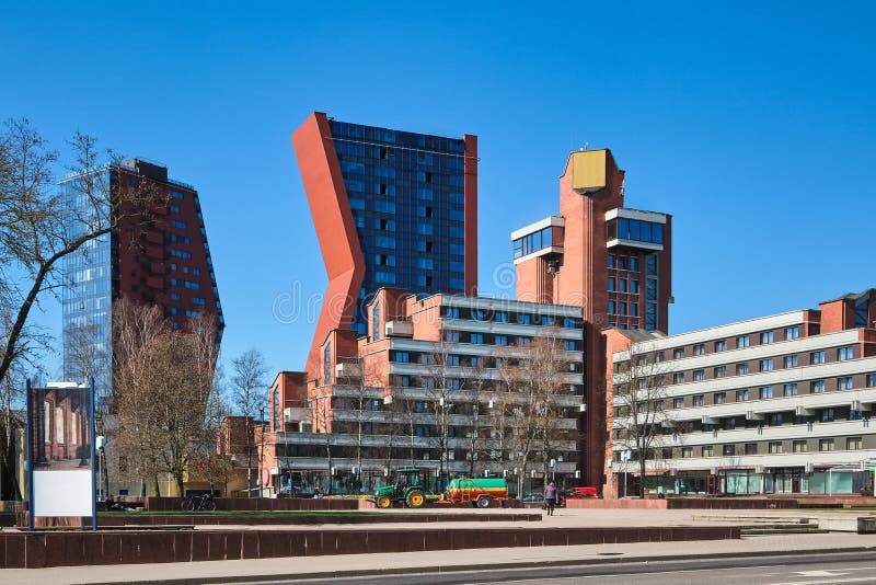 Modern and Soviet Buildings in Klaipeda, Lithuania on Sunny Early ...