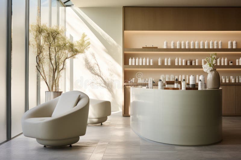 Modern Spa Ambiance: Empty Reception Space, Minimalist Counter ...