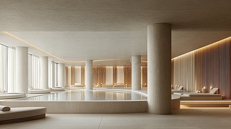 Modern Spa with Indoor Pool and Lounge Areas Stock Image - Image of ...