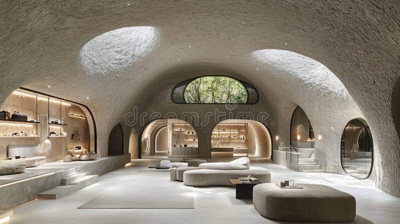 Modern Spa Interior with Arched Ceilings and Natural Light Stock Image ...
