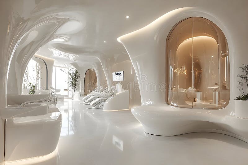 Modern Spa Interior with Flowing, Sculpted Forms Stock Image - Image of ...