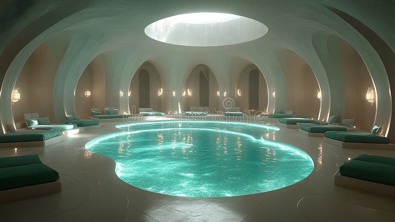 Modern Spa Interior Pool Relaxation Stock Illustration - Illustration ...