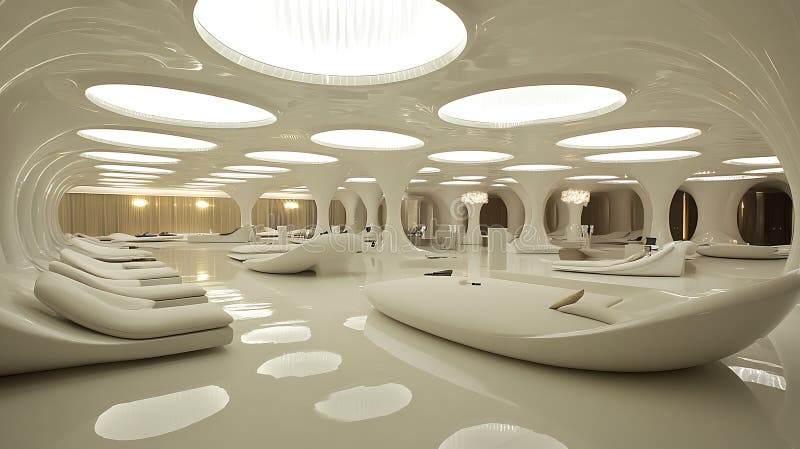 A Modern Spa Interior is Shown with Futuristic Architectural Elements ...