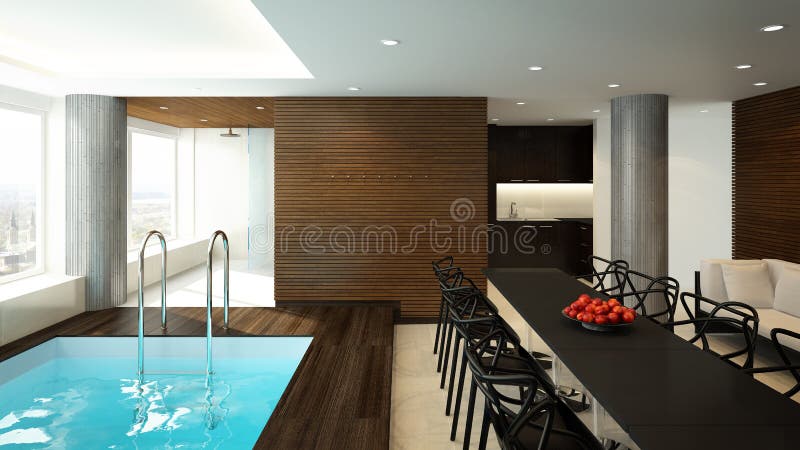 Modern spa and lounge stock illustration. Illustration of luxury - 84480485