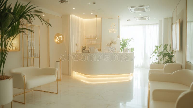 Modern Spa Reception Area Designed with Elegant Decor and Soothing ...