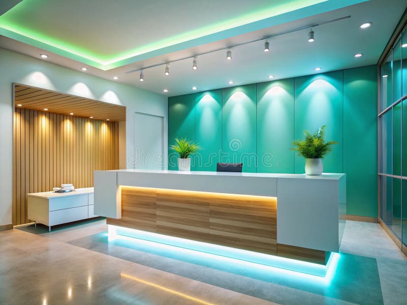 Modern Spa Reception Area Sleek Minimalist Design and Ambient Lighting ...