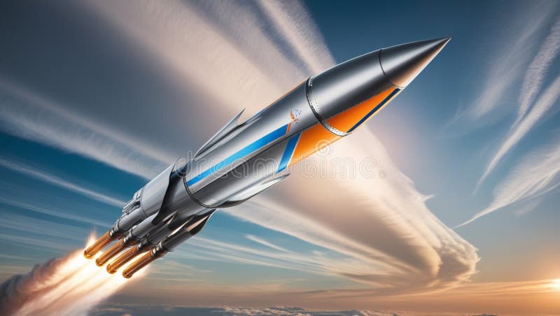 Modern Space Rocket Soars through a Stunning Cloudy Sky: a Vision of ...
