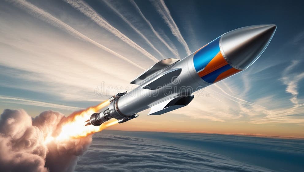 Modern Space Rocket Soars through a Stunning Cloudy Sky: a Vision of ...