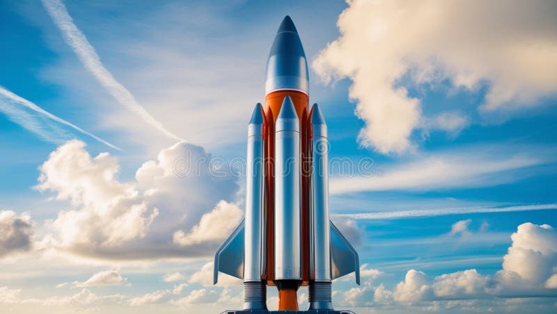 Modern Space Rocket Soars through a Stunning Cloudy Sky: a Vision of ...