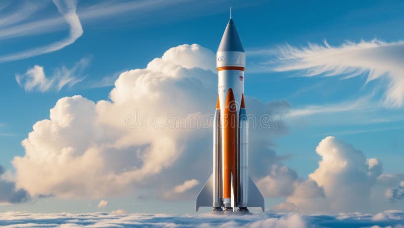 Modern Space Rocket Soars through a Stunning Cloudy Sky: a Vision of ...