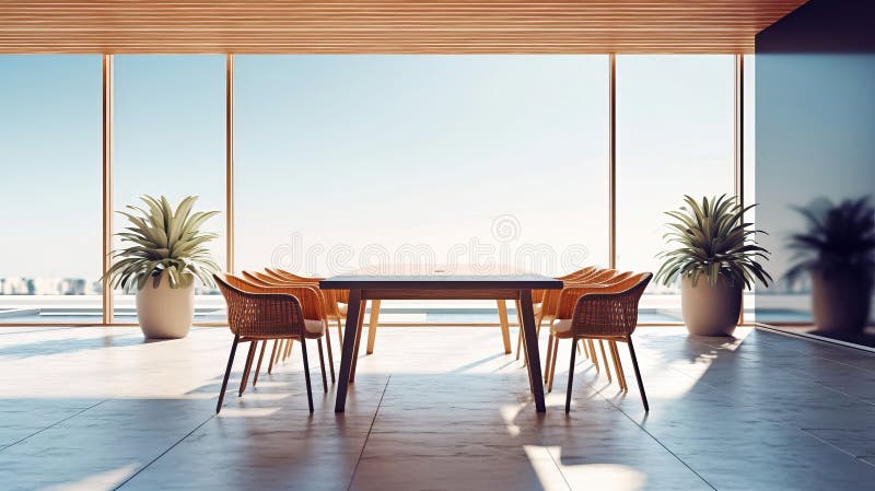 Modern Space with Seating and Table. Generative AI. Stock Illustration ...