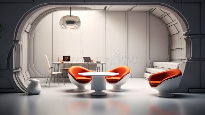 Modern Space with Seating and Table. Generative AI. Stock Illustration - Illustration of clean ...