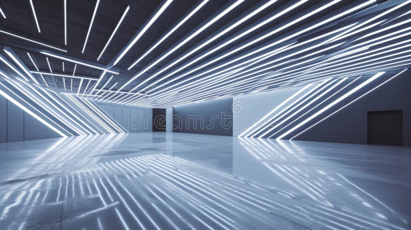 Modern Space with Sleek LED Lighting and Geometric Patterns Stock Photo ...