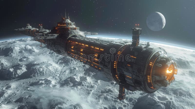 A Modern Space Station on the Moon. the Station of the Future on ...