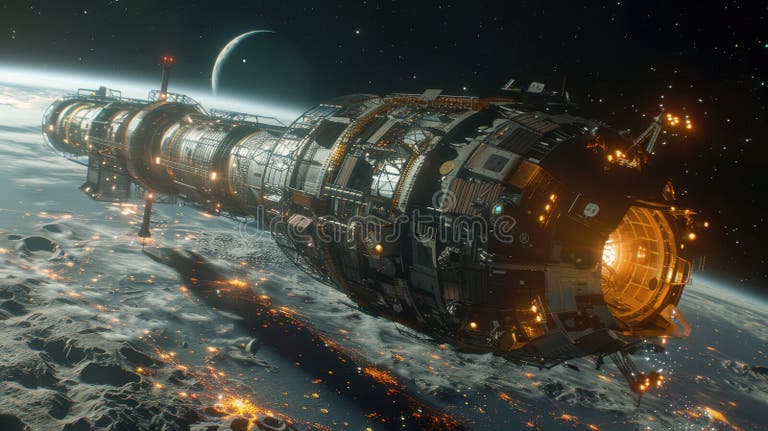 A Modern Space Station on the Moon. the Station of the Future on ...