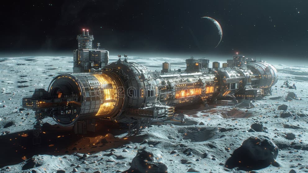 A Modern Space Station on the Moon. the Station of the Future on ...