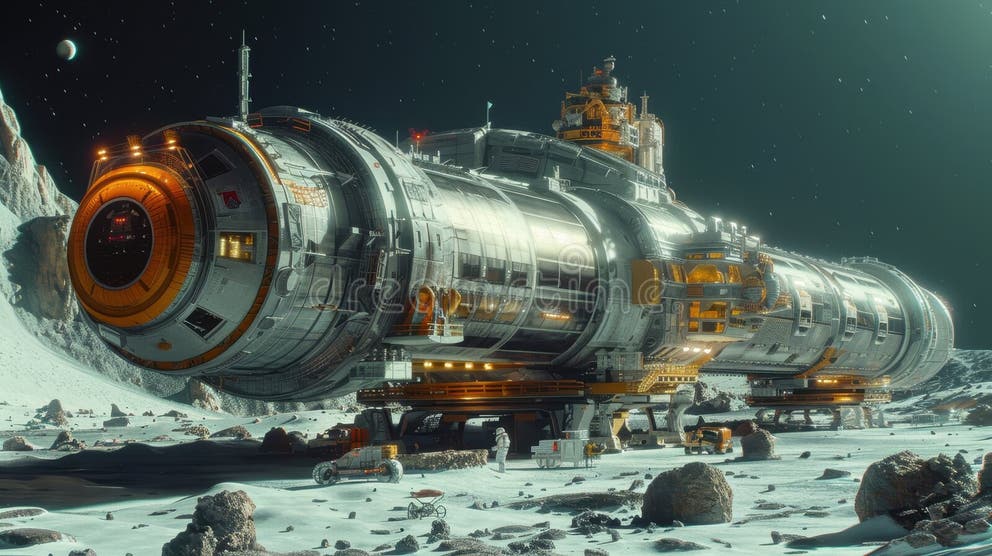A Modern Space Station on the Moon. the Station of the Future on ...