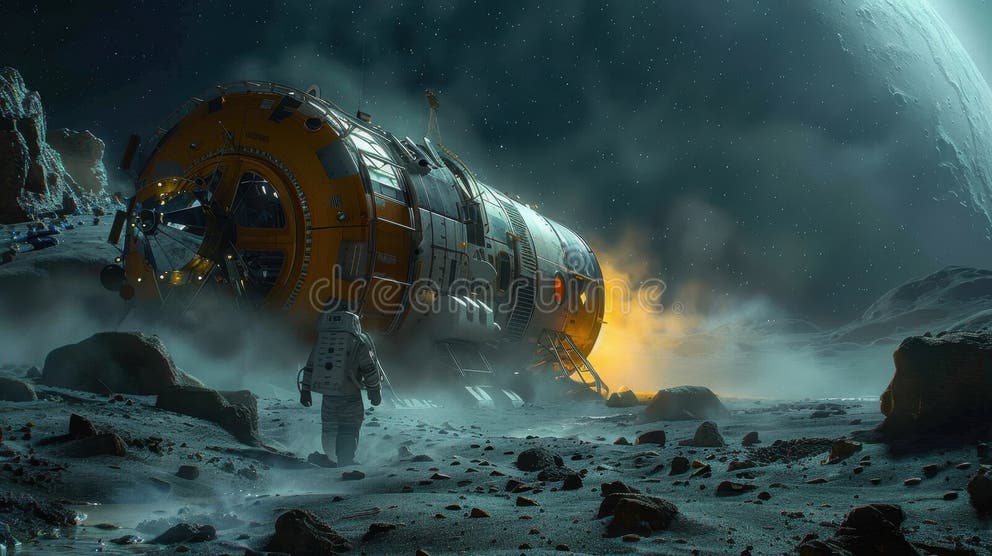 A Modern Space Station on the Moon. the Station of the Future on ...