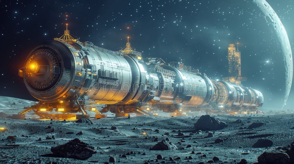 A Modern Space Station on the Moon. the Station of the Future on ...