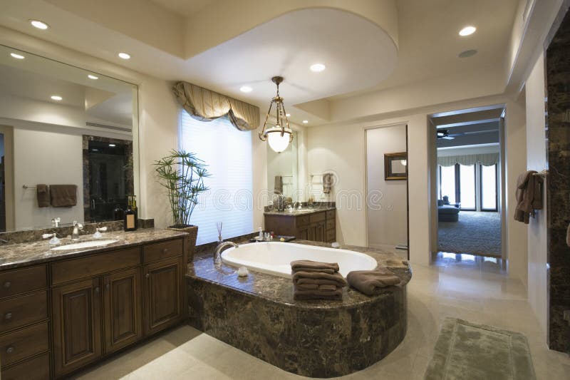 Master Bath with Step Up Tub Stock Photo - Image of master, bathroom ...