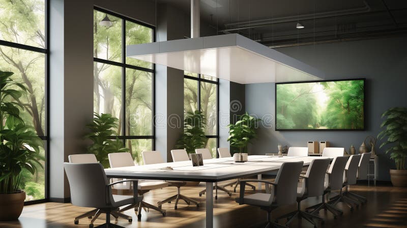 Modern and Spacious Conference Room with Natural Outdoor Views through ...