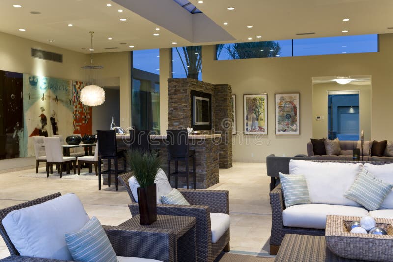 Spacious Interior of Modern House Stock Photo - Image of cozy ...